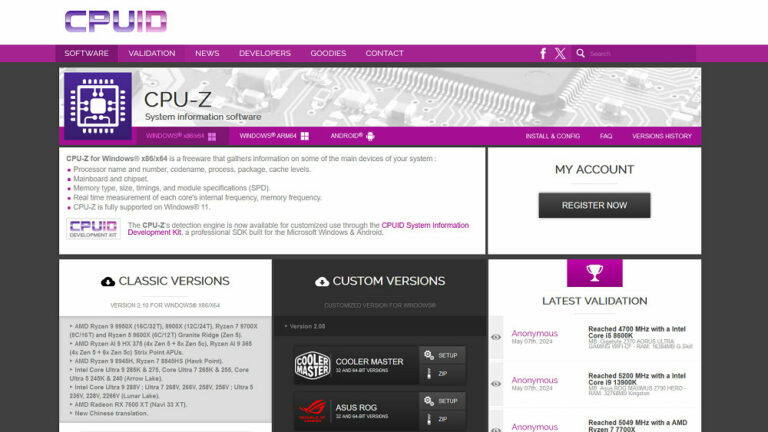 CPUID 釋出 CPU-Z v2.10，連帶揭露 Intel Arrow Lake 產品命名 - BenchLife.info
