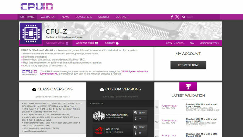 CPUID 釋出 CPU-Z v2.10，連帶揭露 Intel Arrow Lake 產品命名 - BenchLife.info